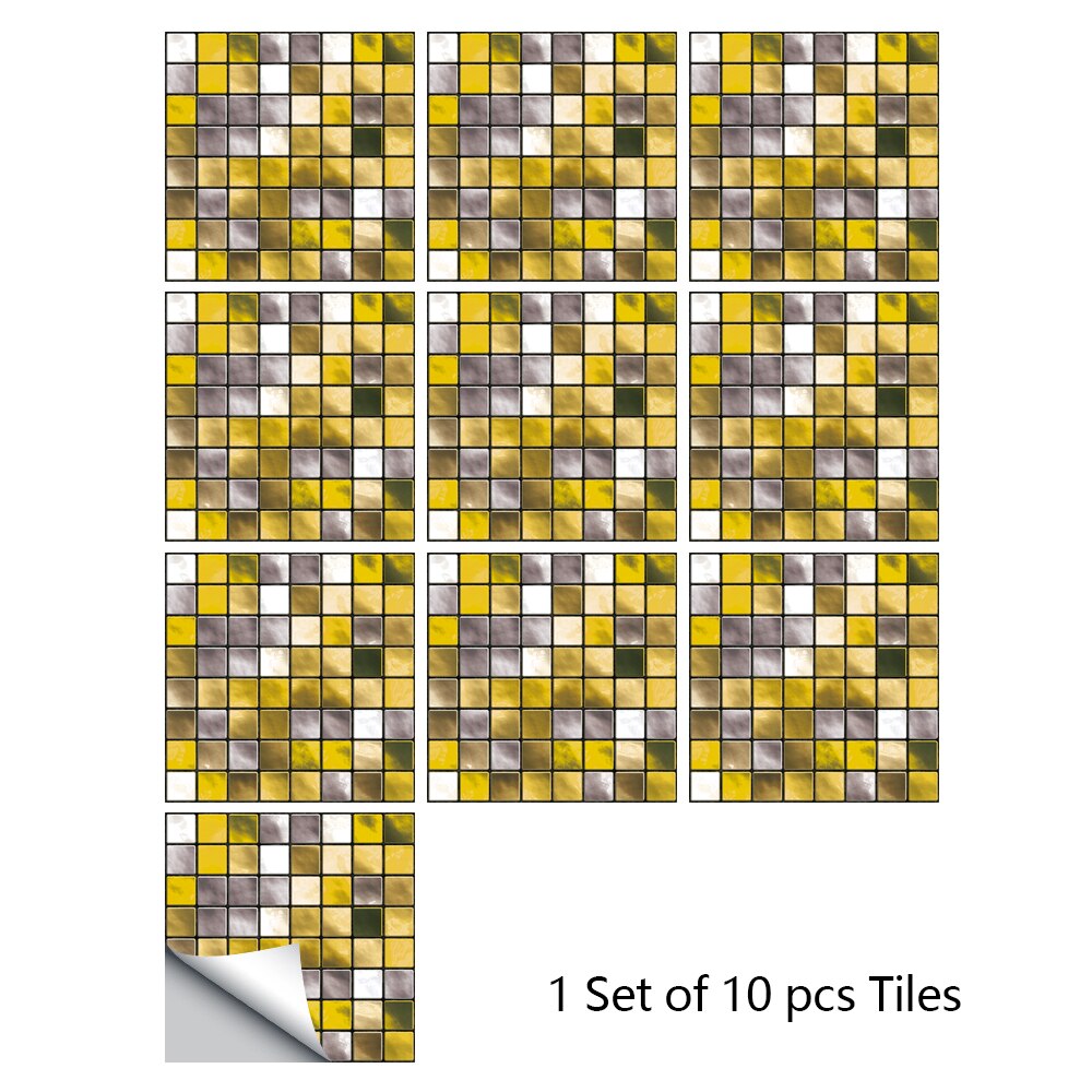 10pcs Golden Yellow Mosaic Tiles Sticker Printed i... – Grandado