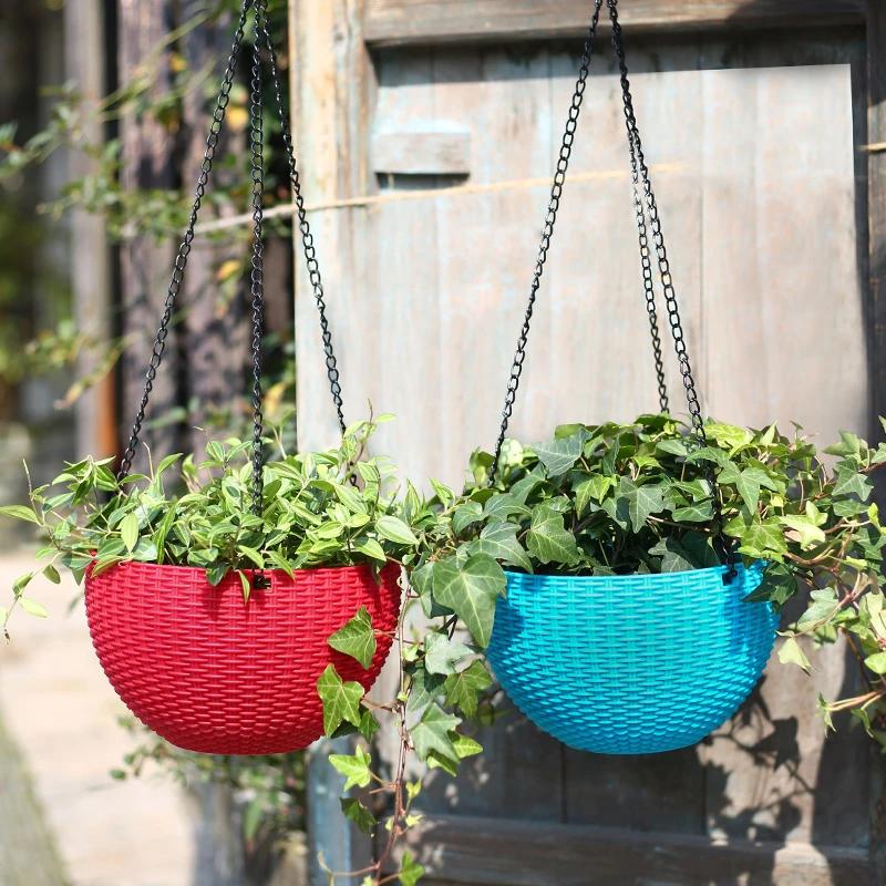 Chain Hanging Planter Round Self-Watering Basket A... – Grandado