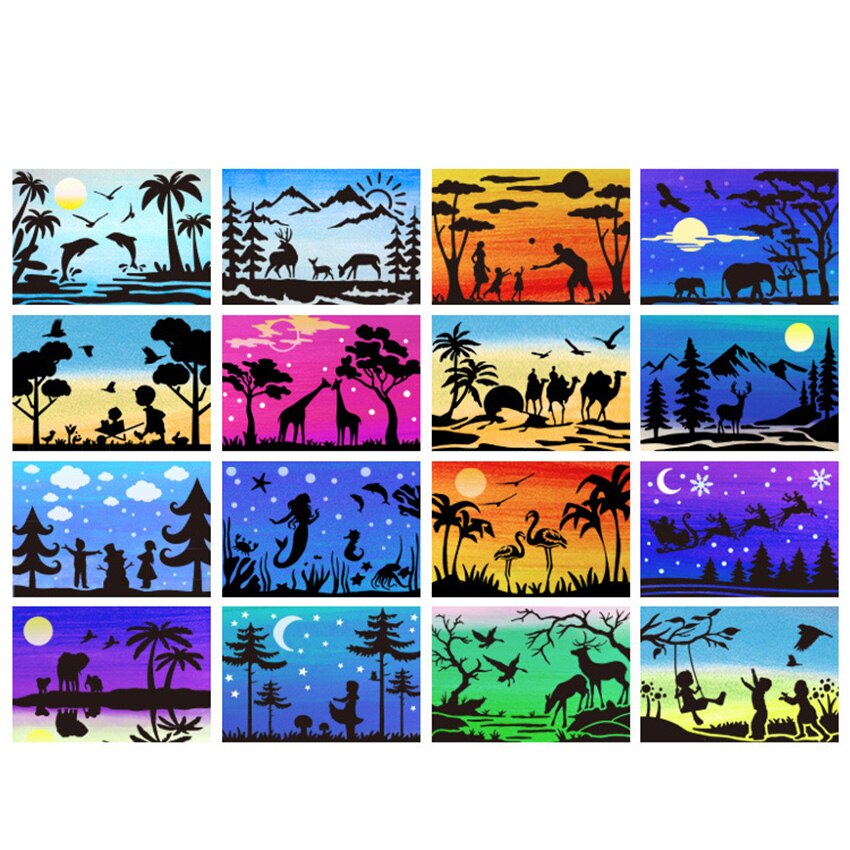 16 Pcs A4 Dream Silhouette Painting Template Fast ... – Vicedeal