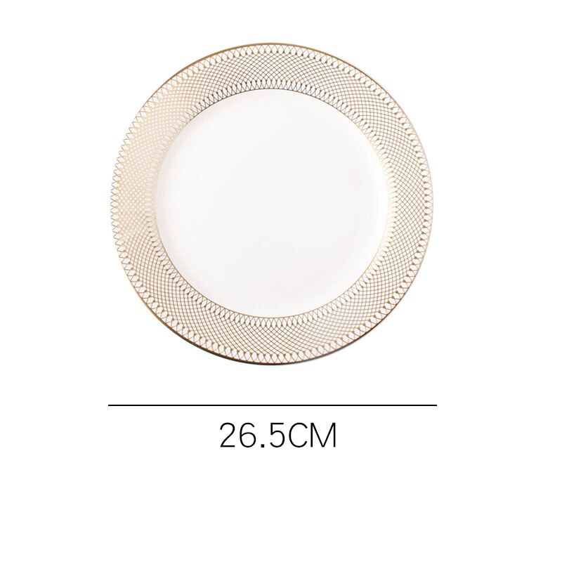 European Ceramic Plate Set Golden Stroke Decorativ... – Vicedeal