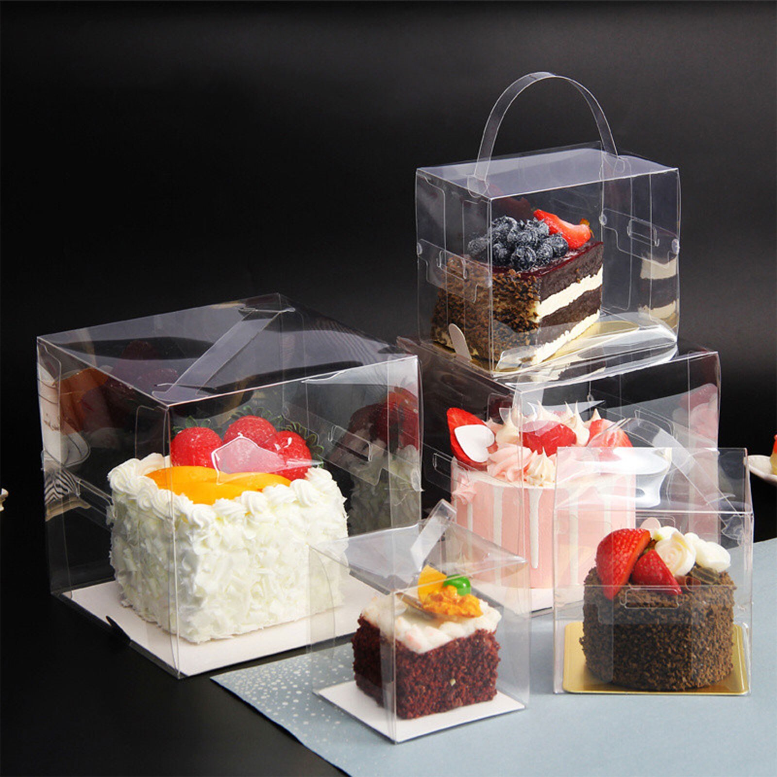 10Pcs Portable Clear Cake Box Handheld Transparent... – Vicedeal