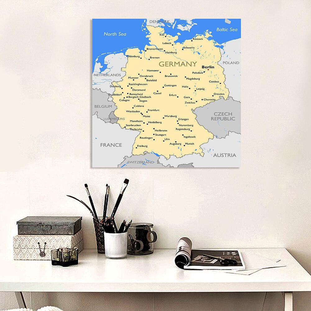 90*90 cm The Germany Political Map Wall Art Poster... – Grandado