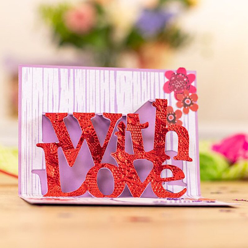 With Love Words Letters Rose Flower Embossing Meta... – Grandado