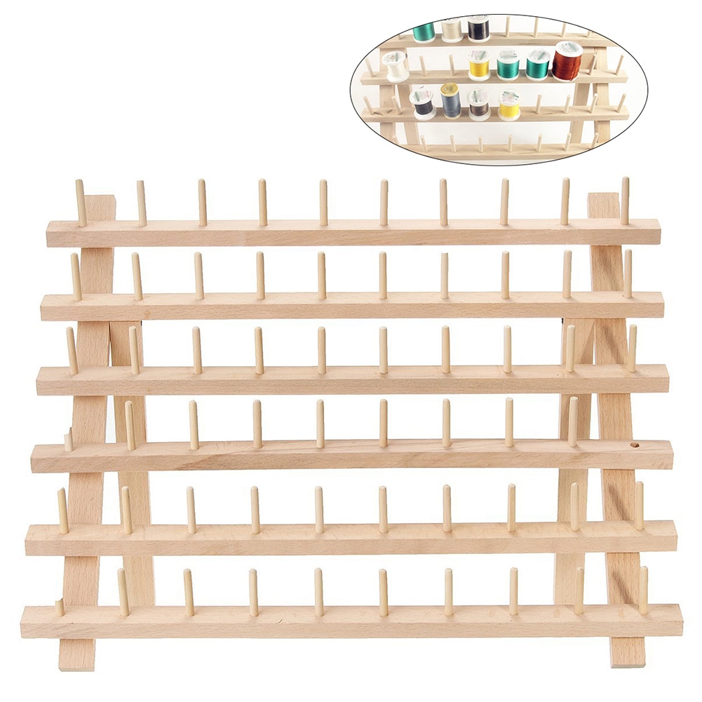 60-reel Folding Wooden Thread Stand Holder Sewing ... – Grandado