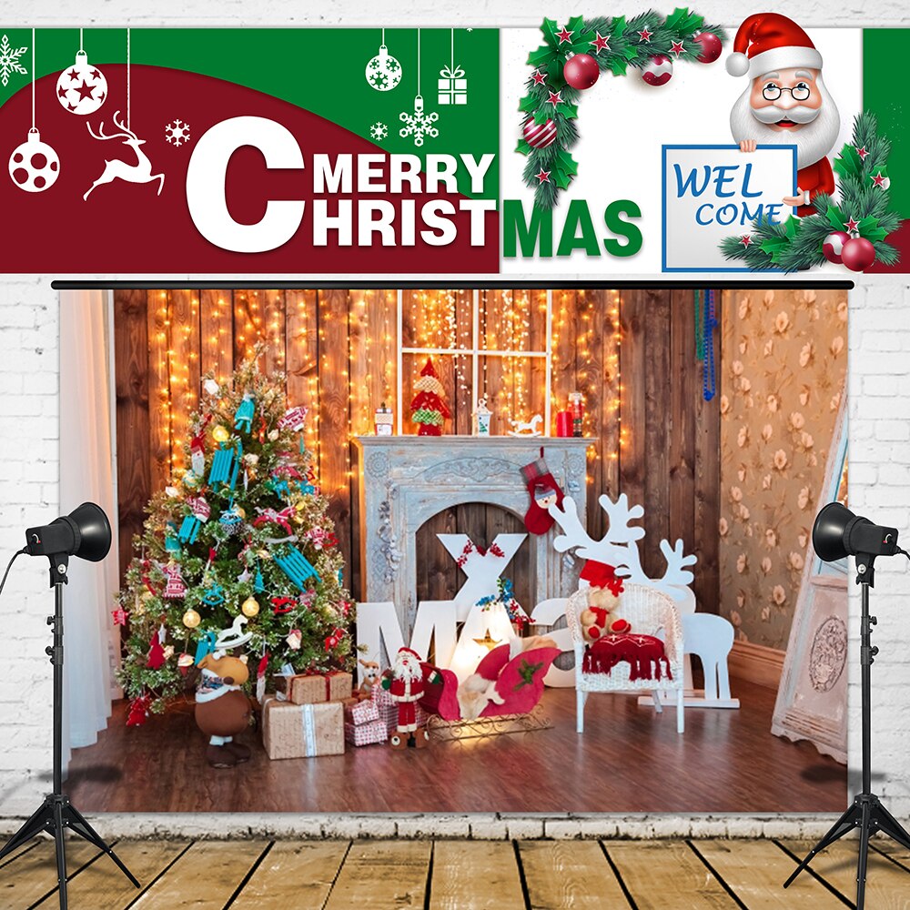 7x5ft Christmas Backdrop Tree Bells Lights Vinly C... – Grandado