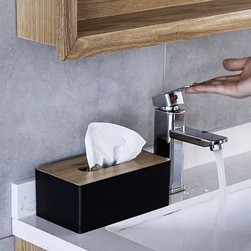 Wooden tissue holder household tissue storage box ... – Grandado