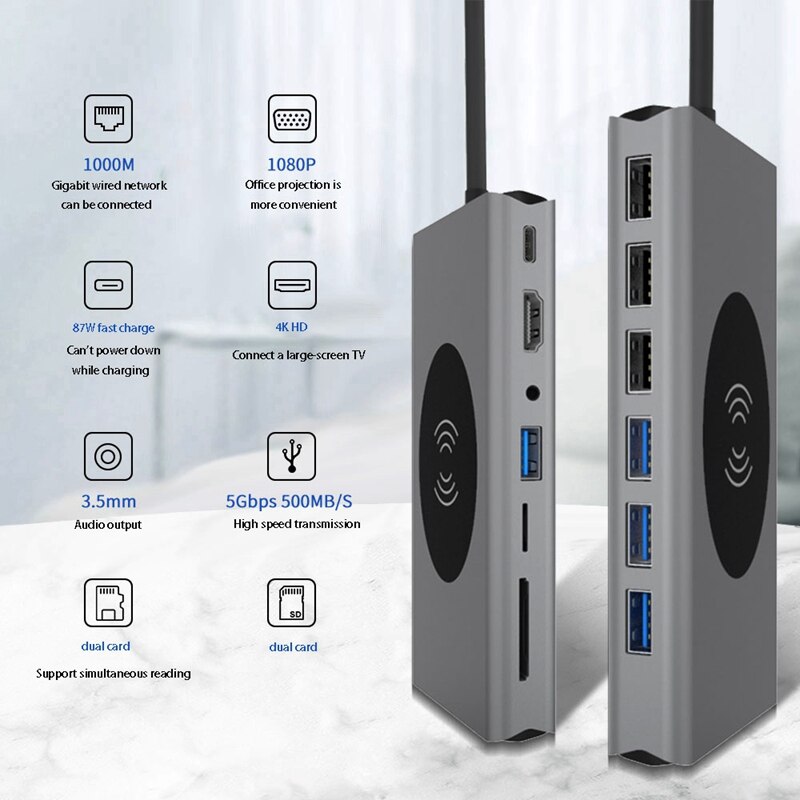 15-In-1 USB C Hub Laptop Docking Station Type C Hu... – Grandado
