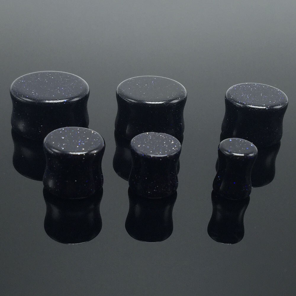 Pair Organic Stone Ear Tunnels Flesh Plugs Dark Bl... – Grandado