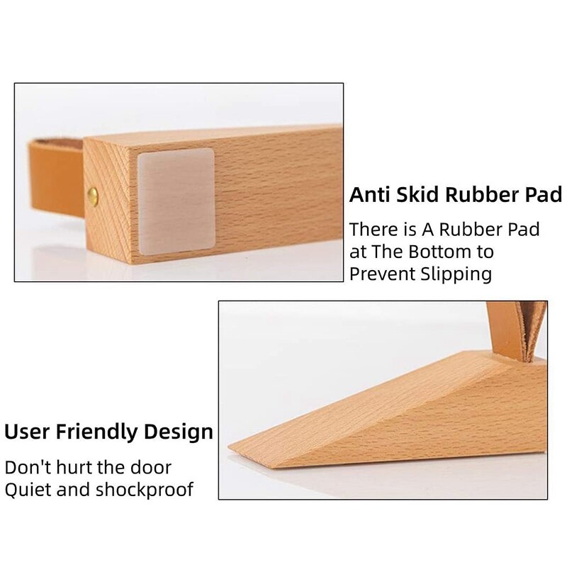 Wooden Door Stopper, Solid Wood Non-Slip Door Wedg... – Grandado