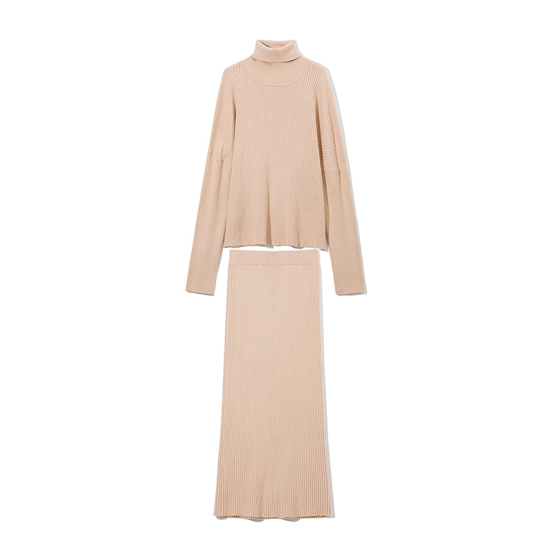 WOTWOY Knitted Cashmere Suit Women Skirt and Top 2... – Grandado