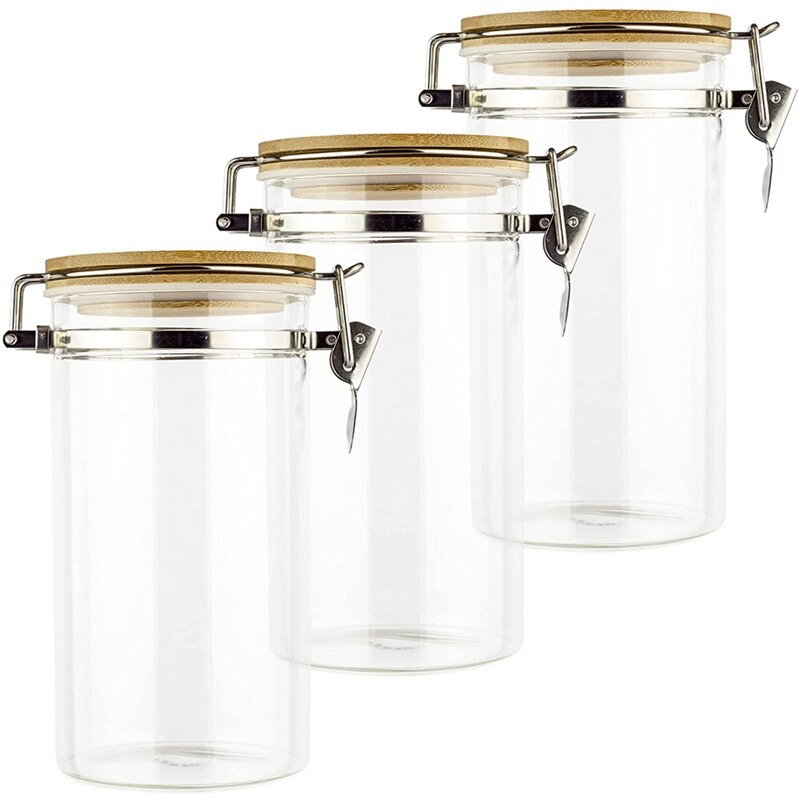 Food Storage Jars With Bamboo Lids Clip Lock Airti... – Vicedeal