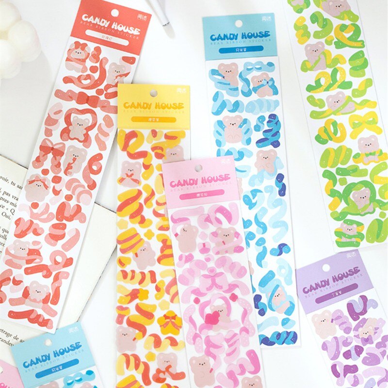 Kleurrijke lint beer stickers zelfklevende scrapbo... – Grandado