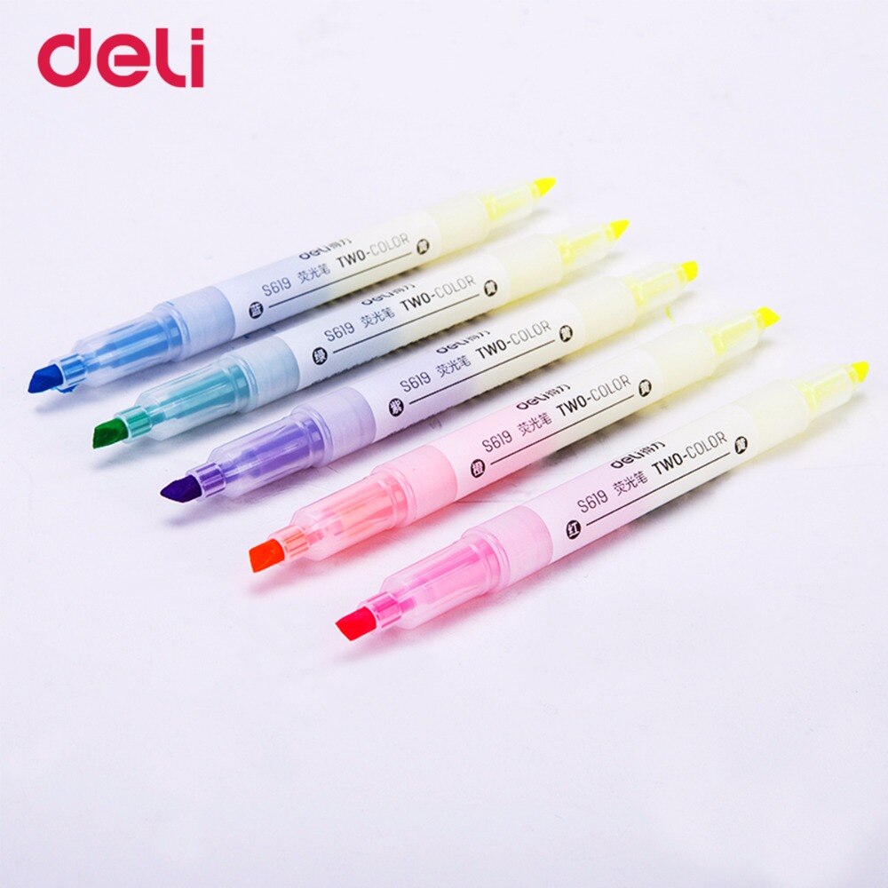 Deli dual head 2 colors highlighter pen with invis... – Grandado