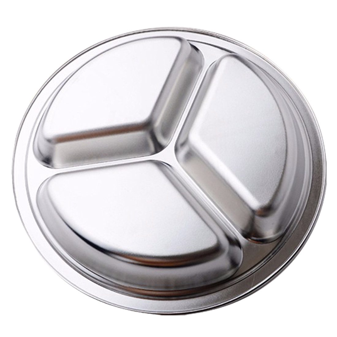 Stainless Steel 3 Sections Round Divided Dish Snac... – Grandado
