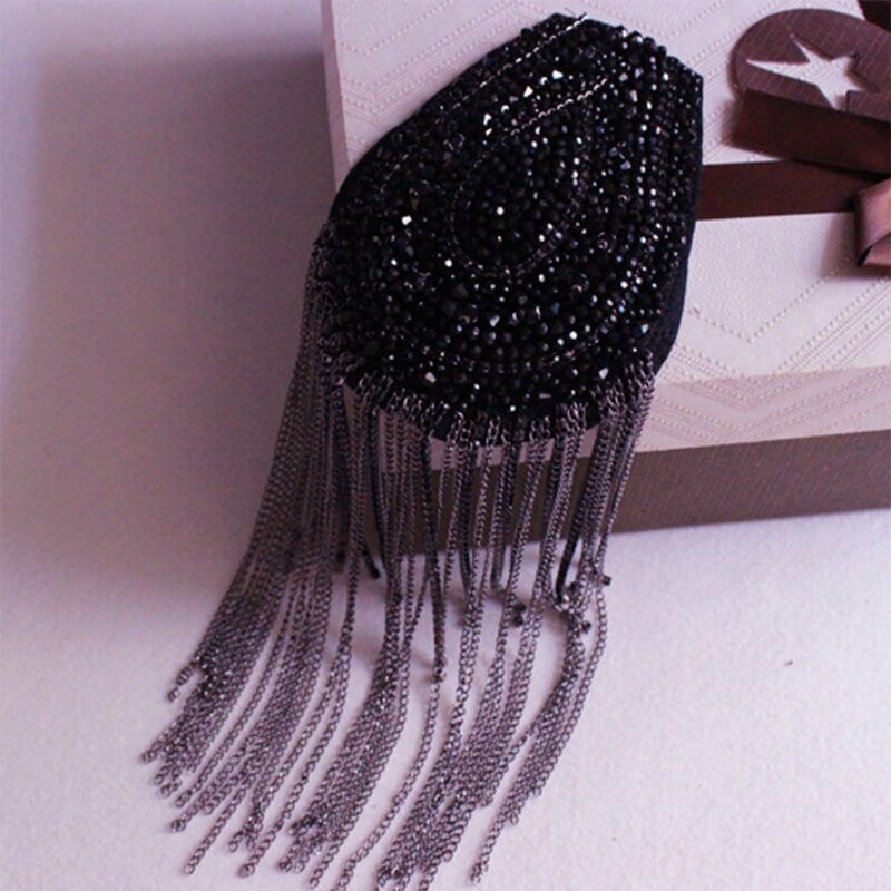 Stage Costume Epaulet Shoulder Black Shoulder Jewe... – Grandado