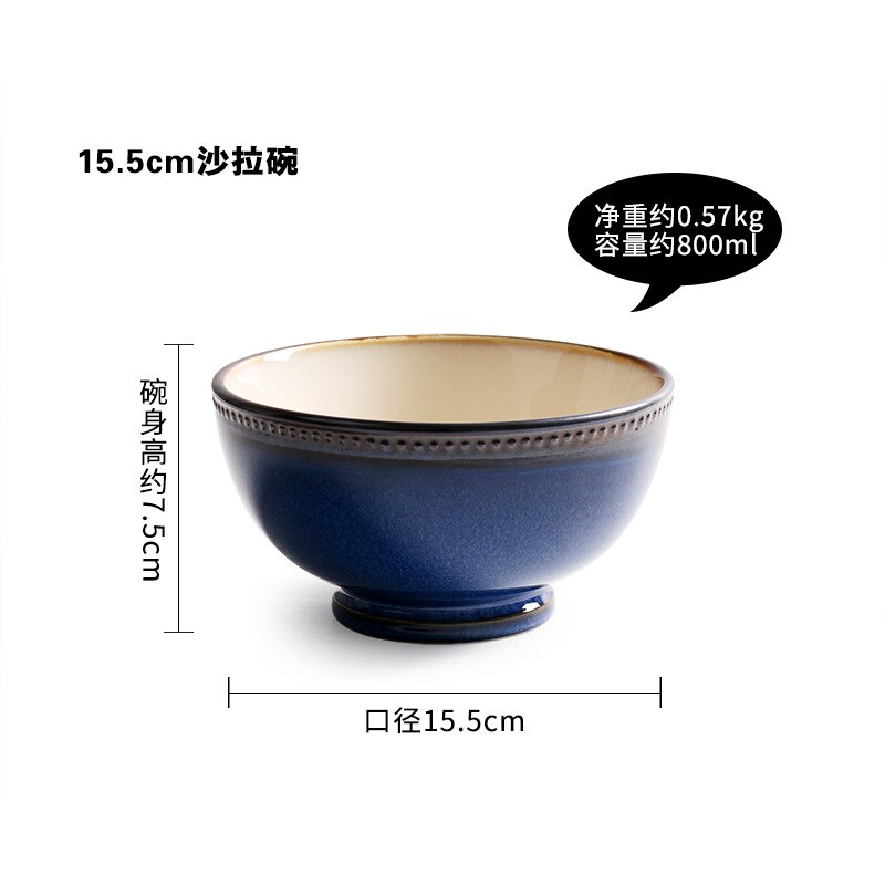Cobalt Blue Glaze European Retro Cup Bowl Set Tabl... – Grandado