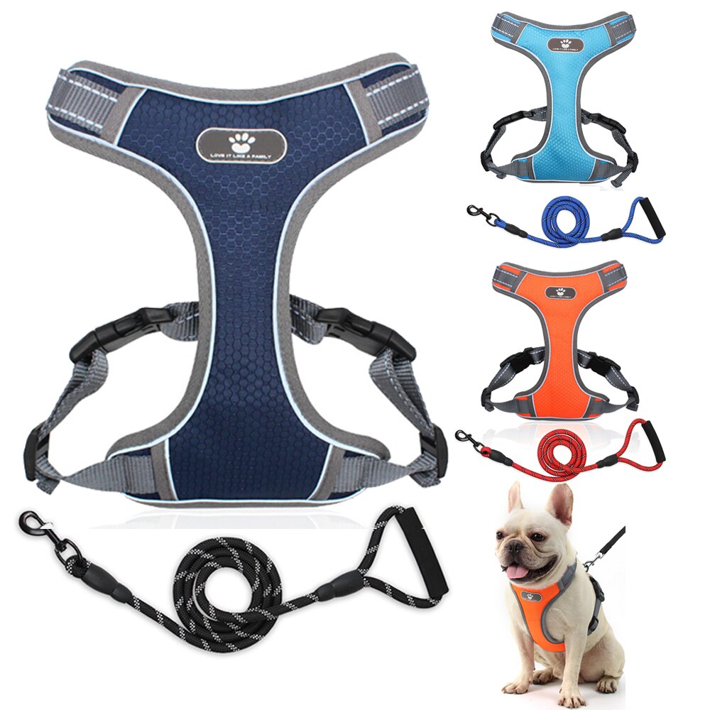 Reflective Dog Harness And Leash Set oxford soft B... – Vicedeal