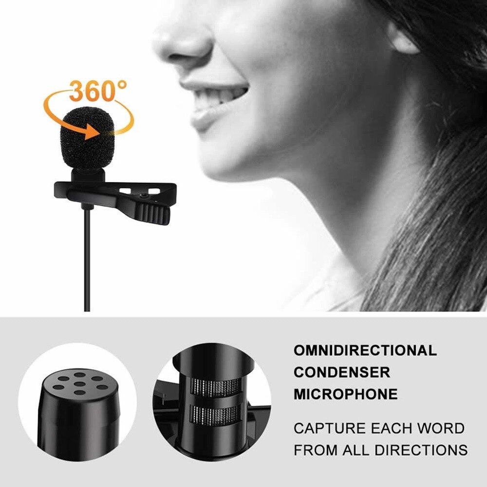 Mini Clip-on Lavalier Microphone Lapel Condenser M... – Grandado
