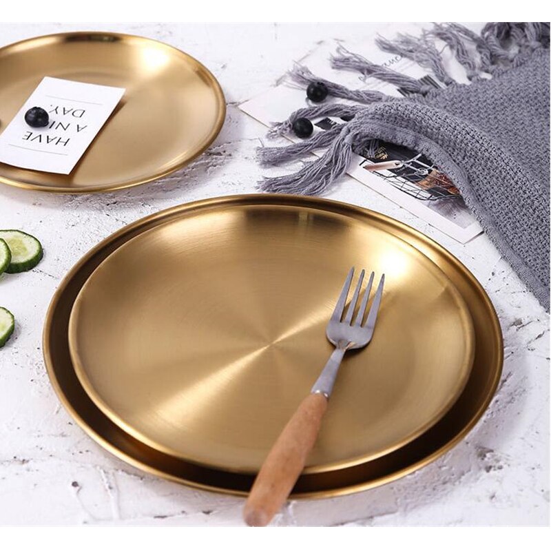 Diner Platen Europese Stijl Gold Dessertbord Keuke... – Grandado