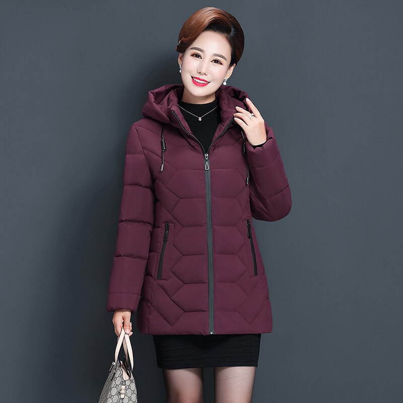 Middle-aged Women Winter Short Jacket Hooded Cotto... – Grandado