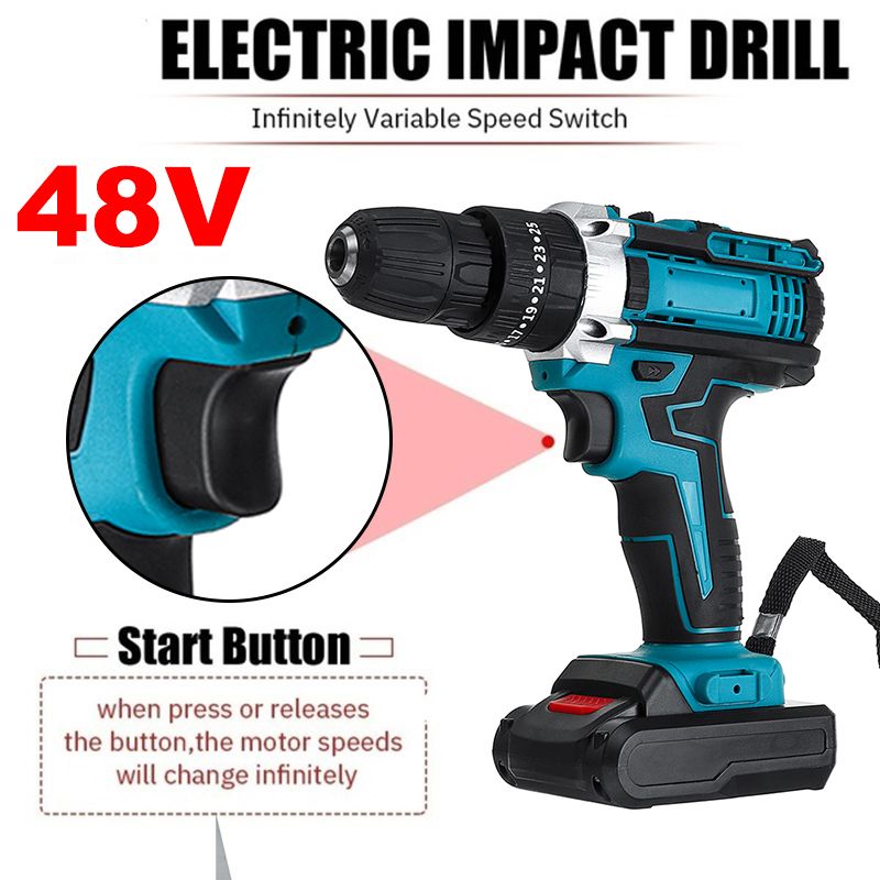 48V Cordless Impact Drill Electric Screwdriver Ham... – Grandado