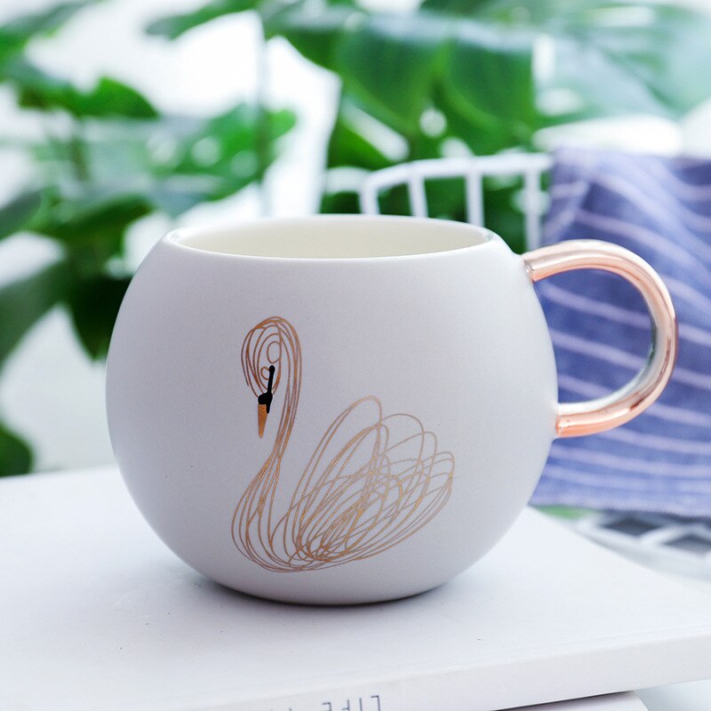 530ML Travel Mug Swan Coffe Mug Cute Funny Ceramic... – Grandado