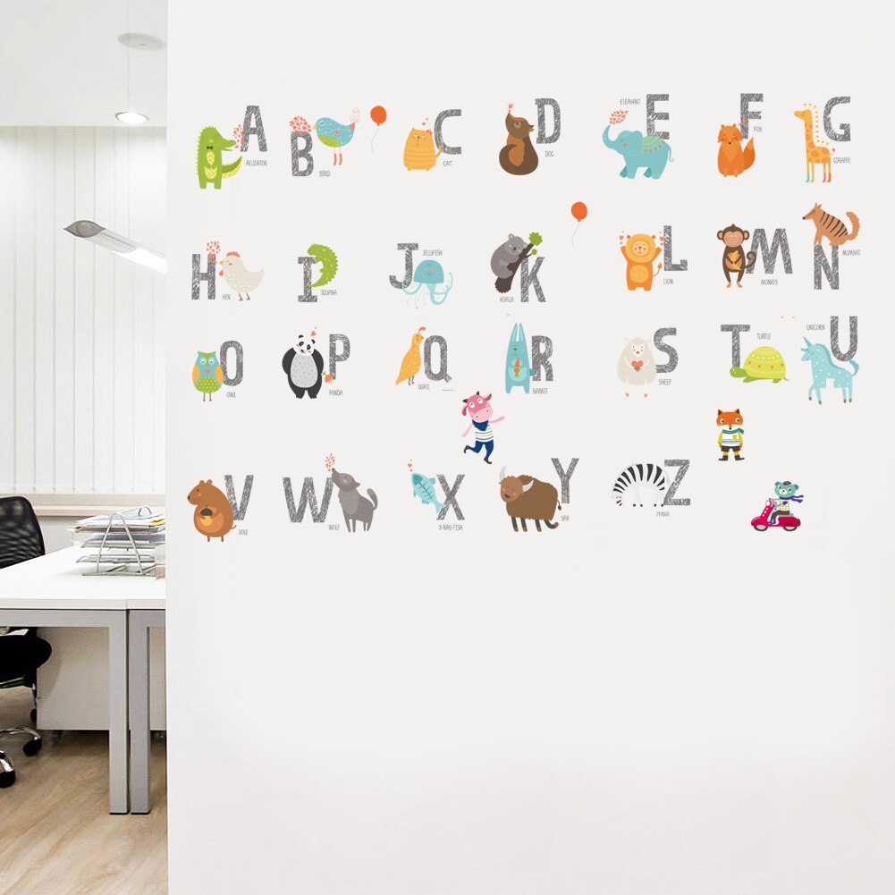 Pegatinas de pared de animales del alfabeto para n... – Grandado