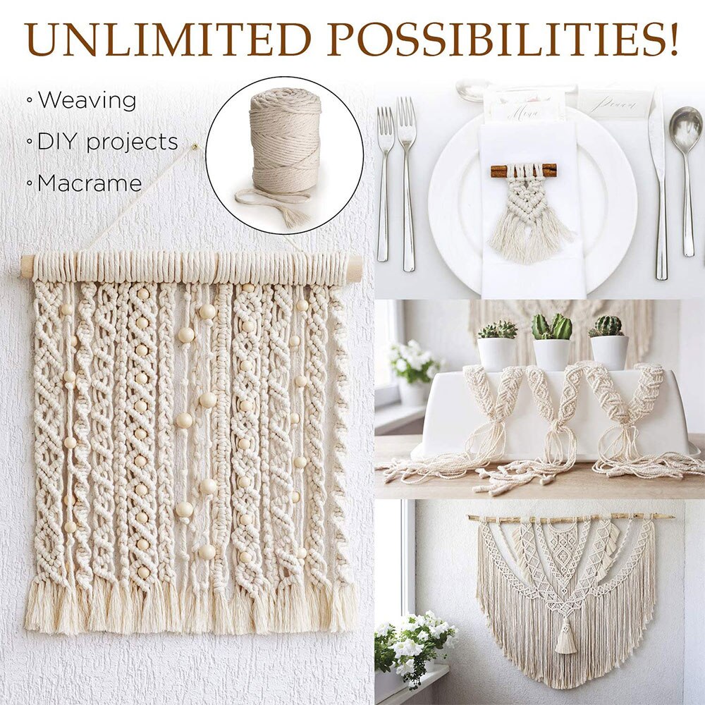 Macrame Cord Natural Cotton Macrame Rope Twisted M... – Grandado