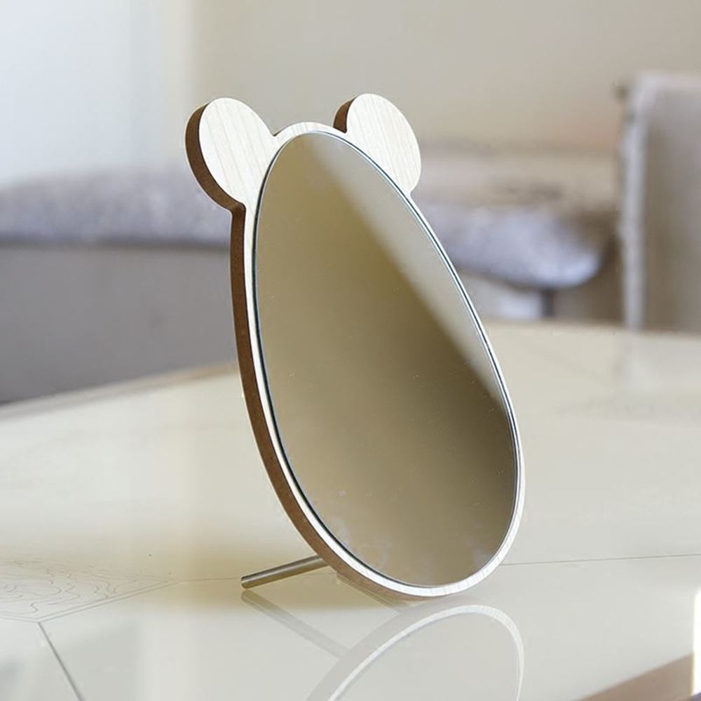 Wood mirror desktop portable wooden desktop mirror... – Grandado