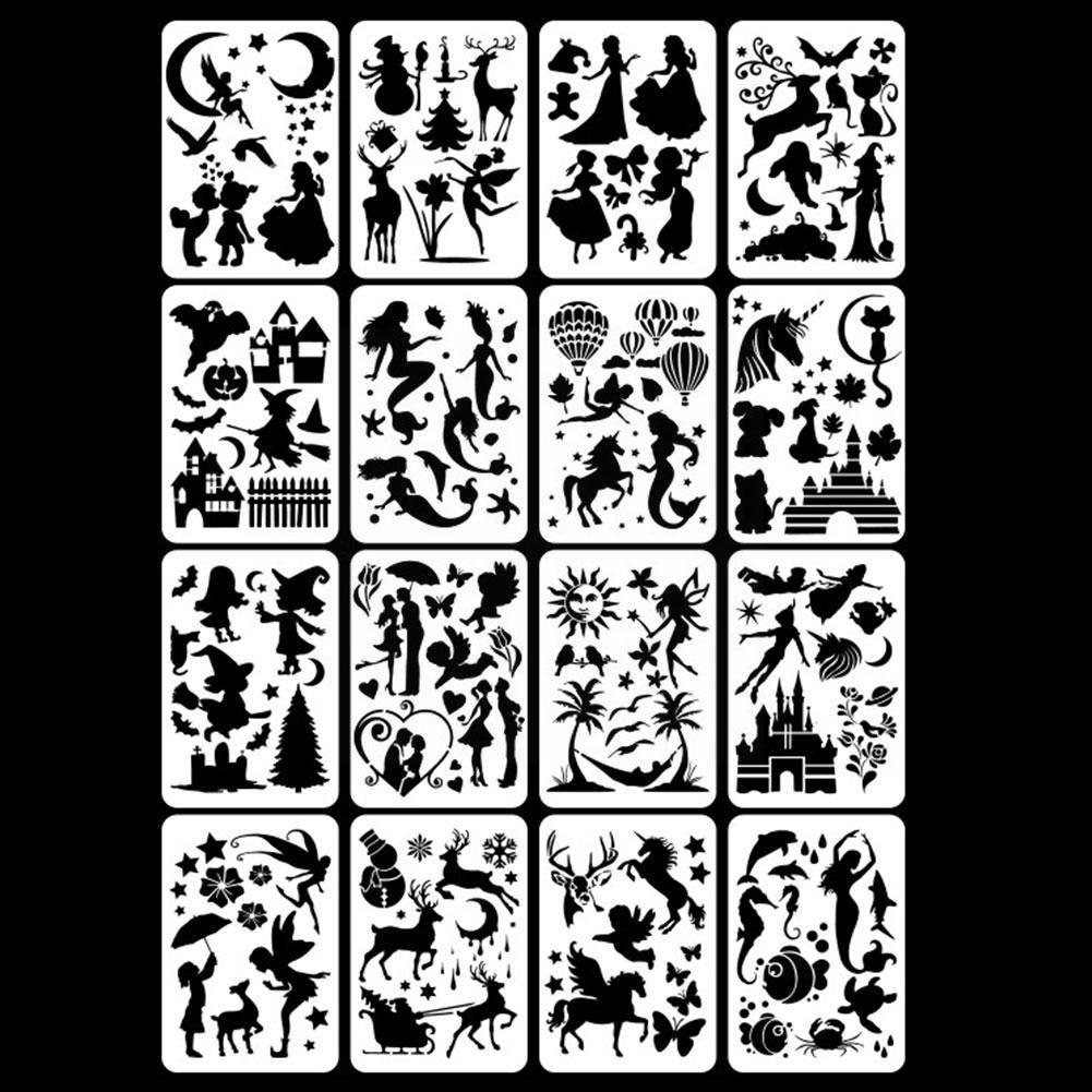 16 Pcs/set A4 Dream Silhouette Painting Template F... – Grandado