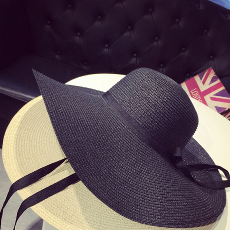 Kvinders brede kant sommer strand solhat dame halm... – Grandado