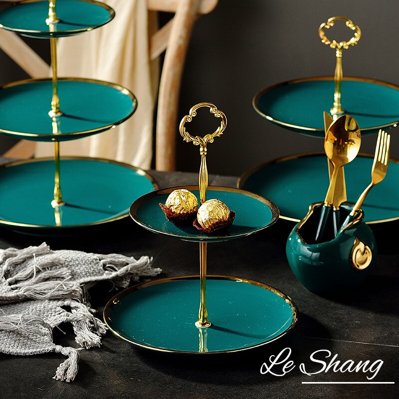 Emerald Three Layer Dessert Plate Fruit Tray with ... – Grandado