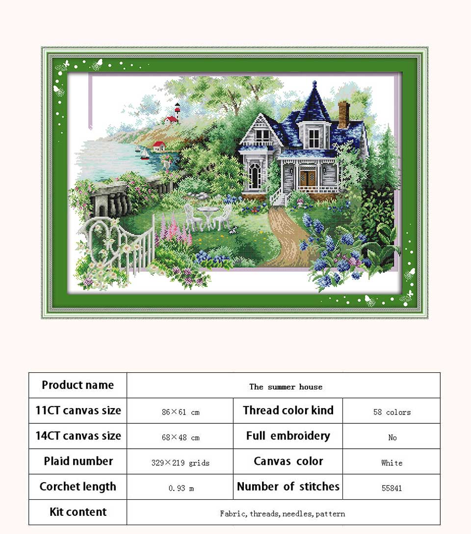 De Zomer Herfst Winter Huis Kruissteek 11CT 14CT K... – Grandado