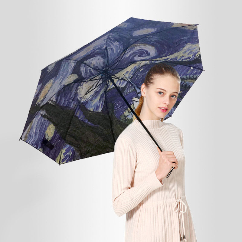3 Folding Windproof Van Gogh Oil Painting Umbrella... – Grandado