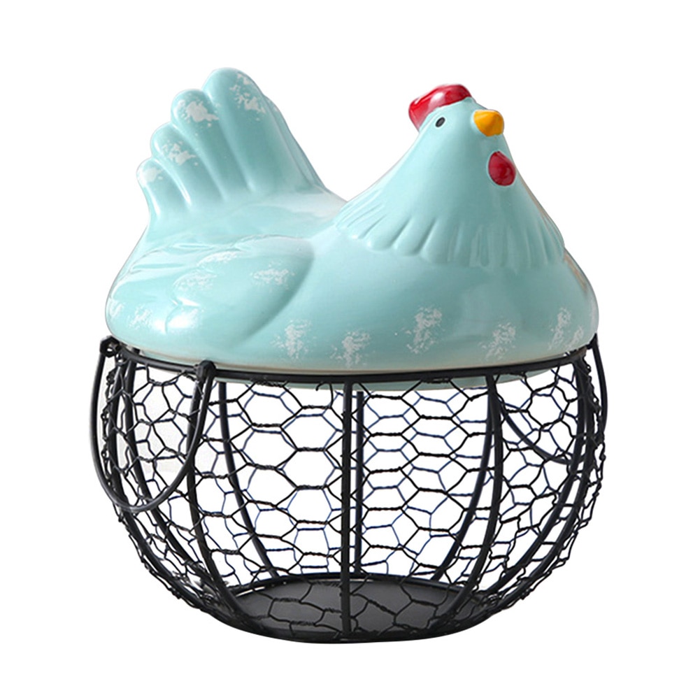 Black Metal Mesh Wire Egg Storage Basket With Whit... – Vicedeal