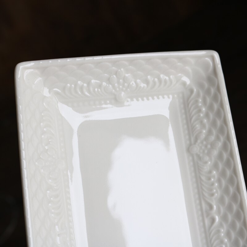 Assiette rectangulaire en Relief à motif crémeux e... – Grandado