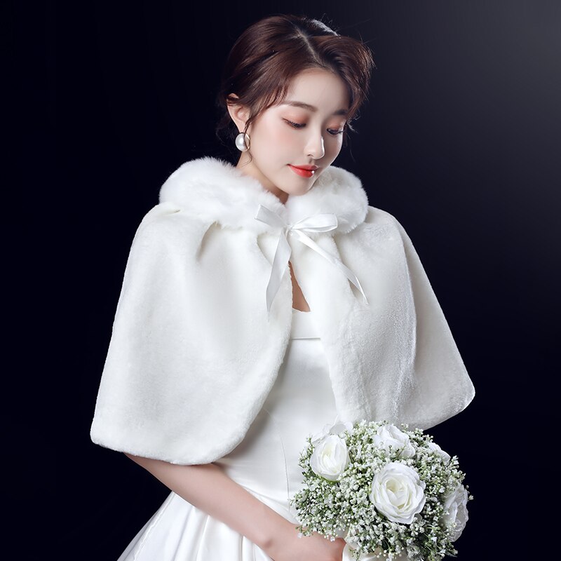 Faux Fur Cape Met Lint Fall Winter Bolero Vrouwen ... – Vicedeal