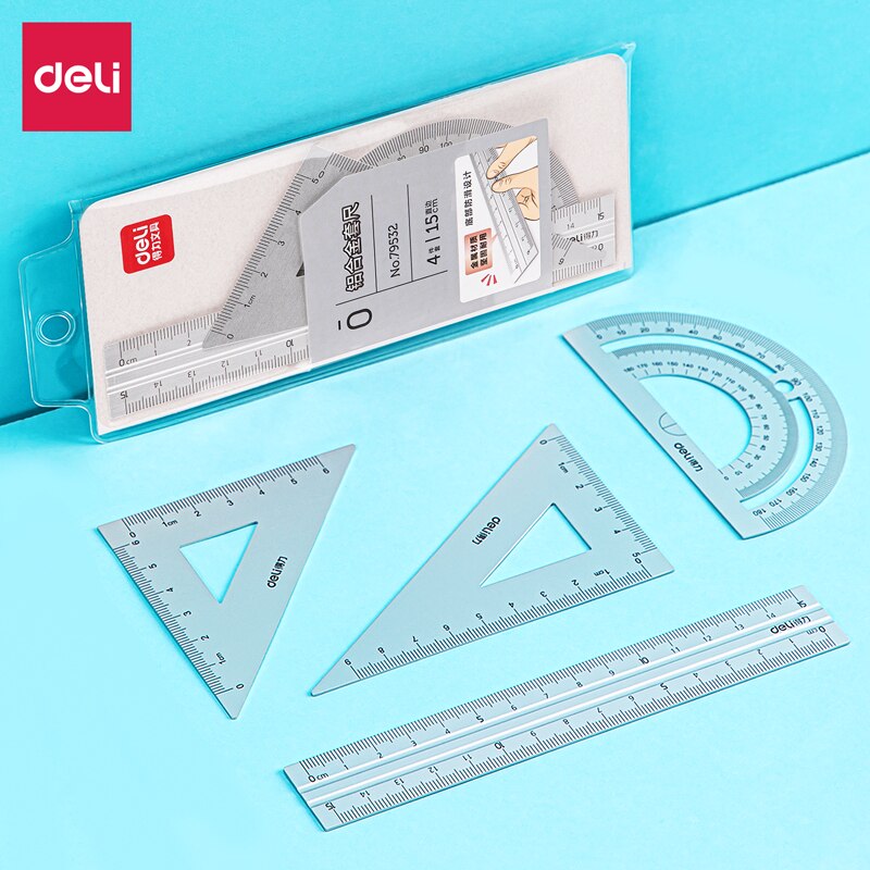 DELI Aluminum Drafting Set 4 PCS Ruler Set for Sch... – Grandado