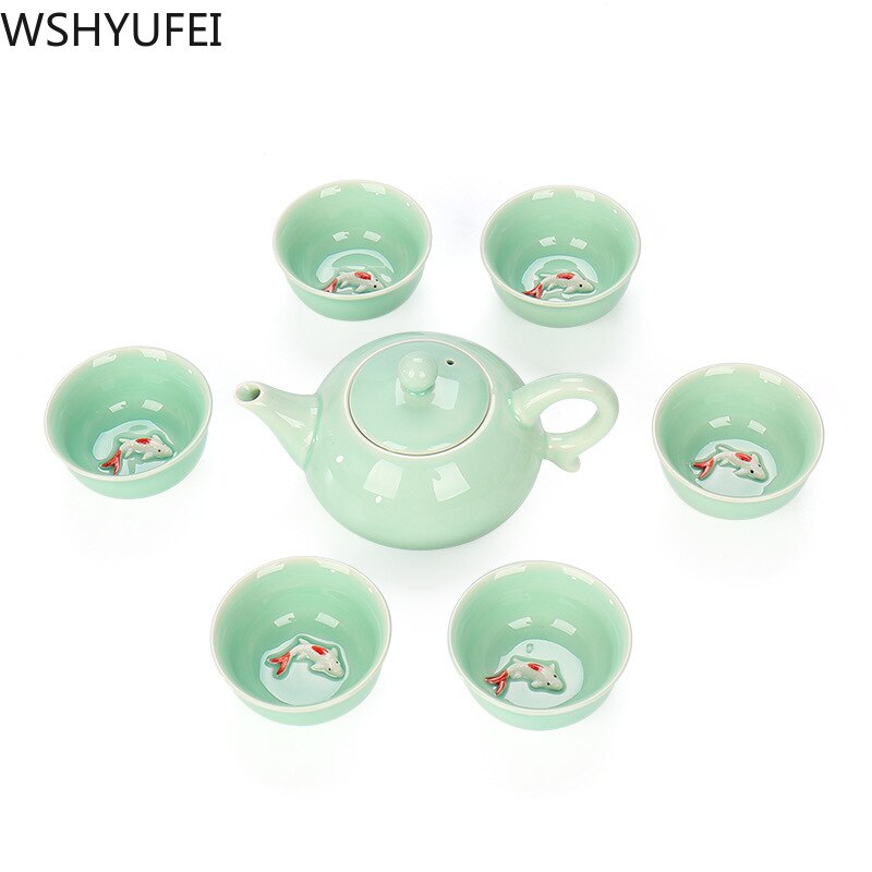 Longquan celadon fish tea set ceramic teapot kettl... – Vicedeal