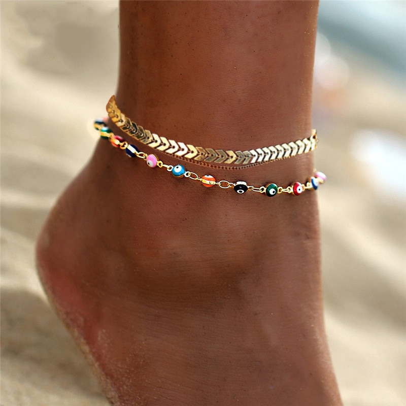 Bohemian Colorful Eye Beads Anklets for Women Gold... – Vicedeal