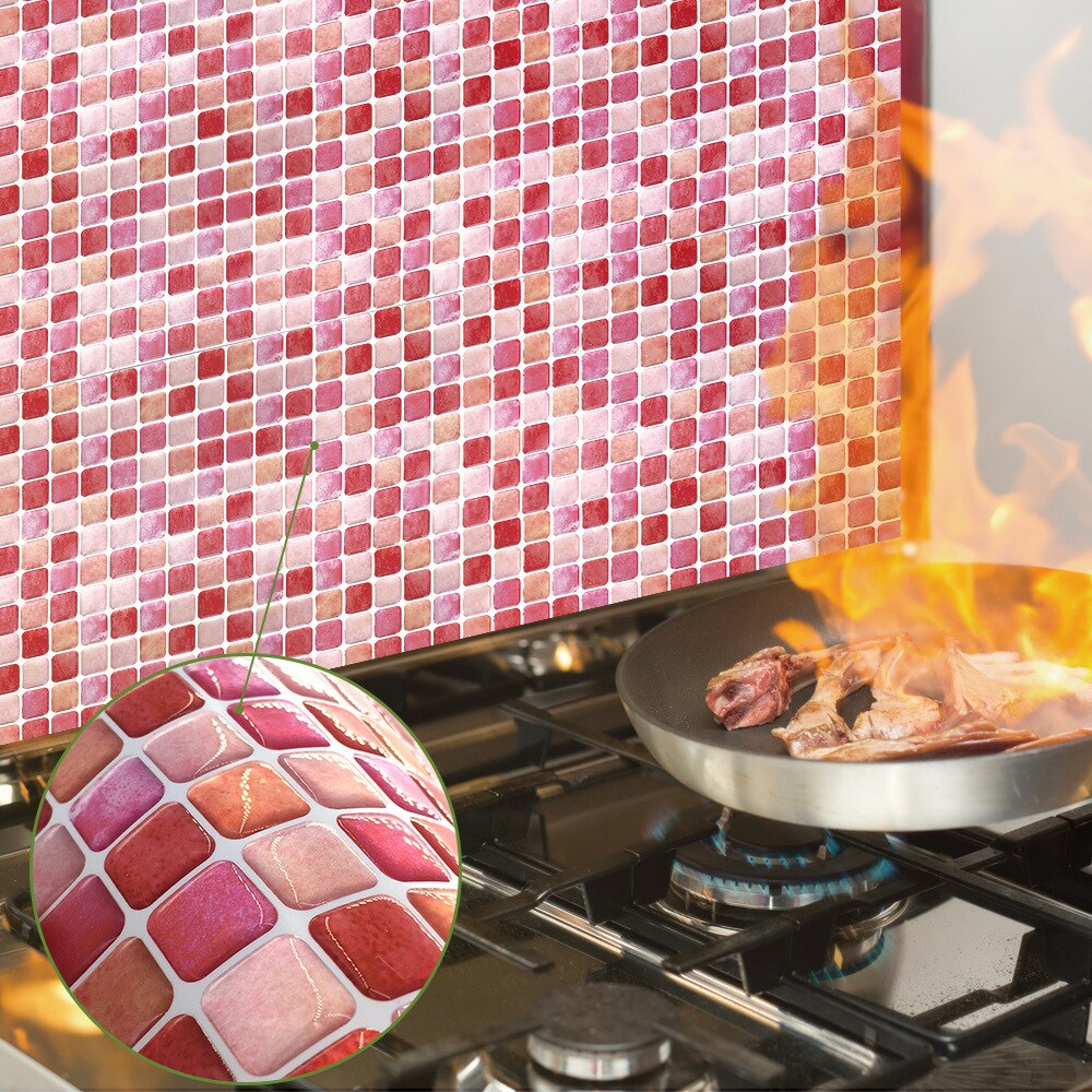 Orange Mosaic Model 3D Epoxy Wall Sticker Kitchen ... – Grandado