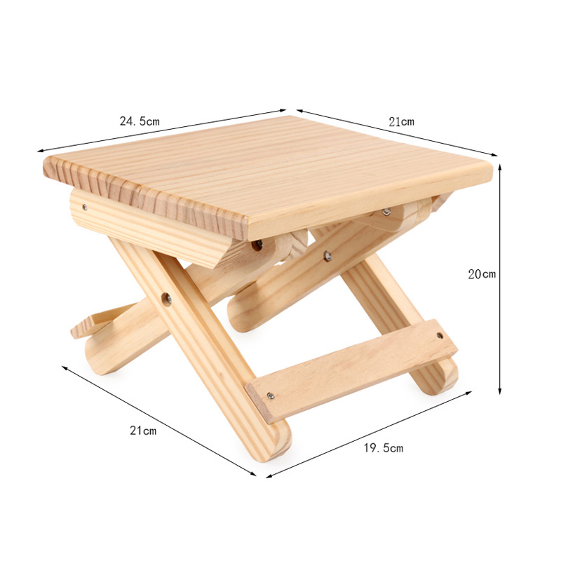 Pine wood folding stool portable household solid w... – Grandado