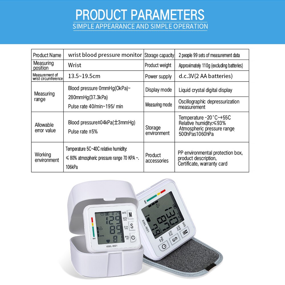 Pulse Oximeter Tonometer Wrist Blood Pressure Moni... – Grandado