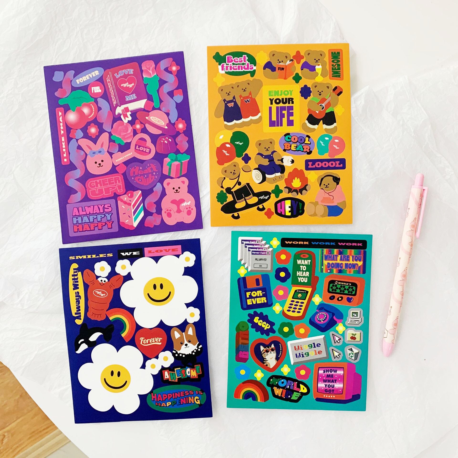 Ins Candy Kleur Retro Bloem Beer Tijdschrift Stick... – Grandado