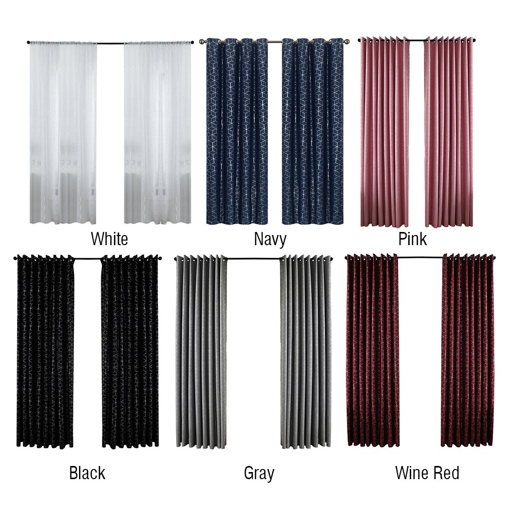 Sheer Geometric Pattern Silver Window Curtains Tul... – Grandado