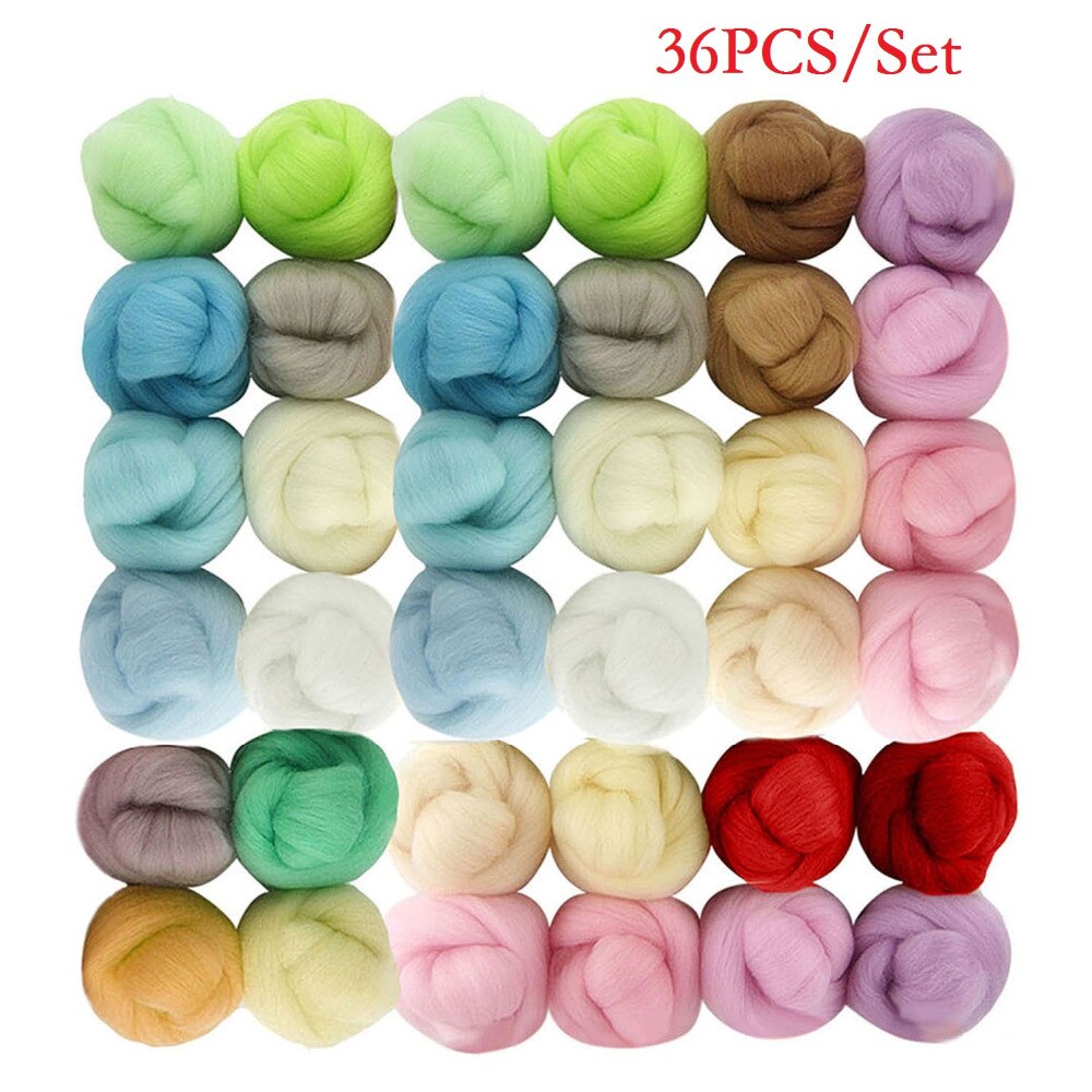 36 Assorted Colors Wool Yarn Roving Felting Basic ... – Grandado