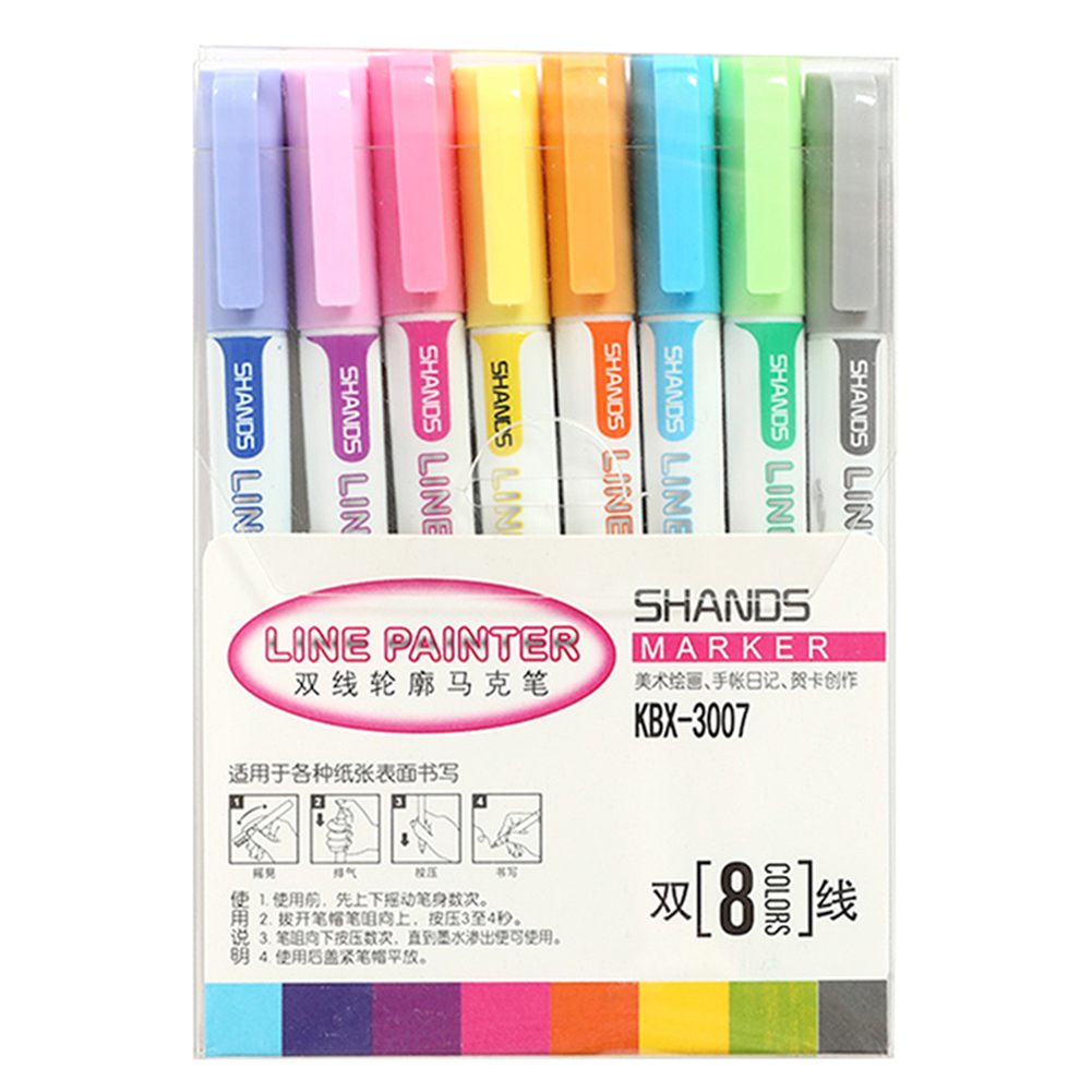 'The Best' 8 Pcs Dubbele Lijn Contour Pen Kleur Ma... – Vicedeal