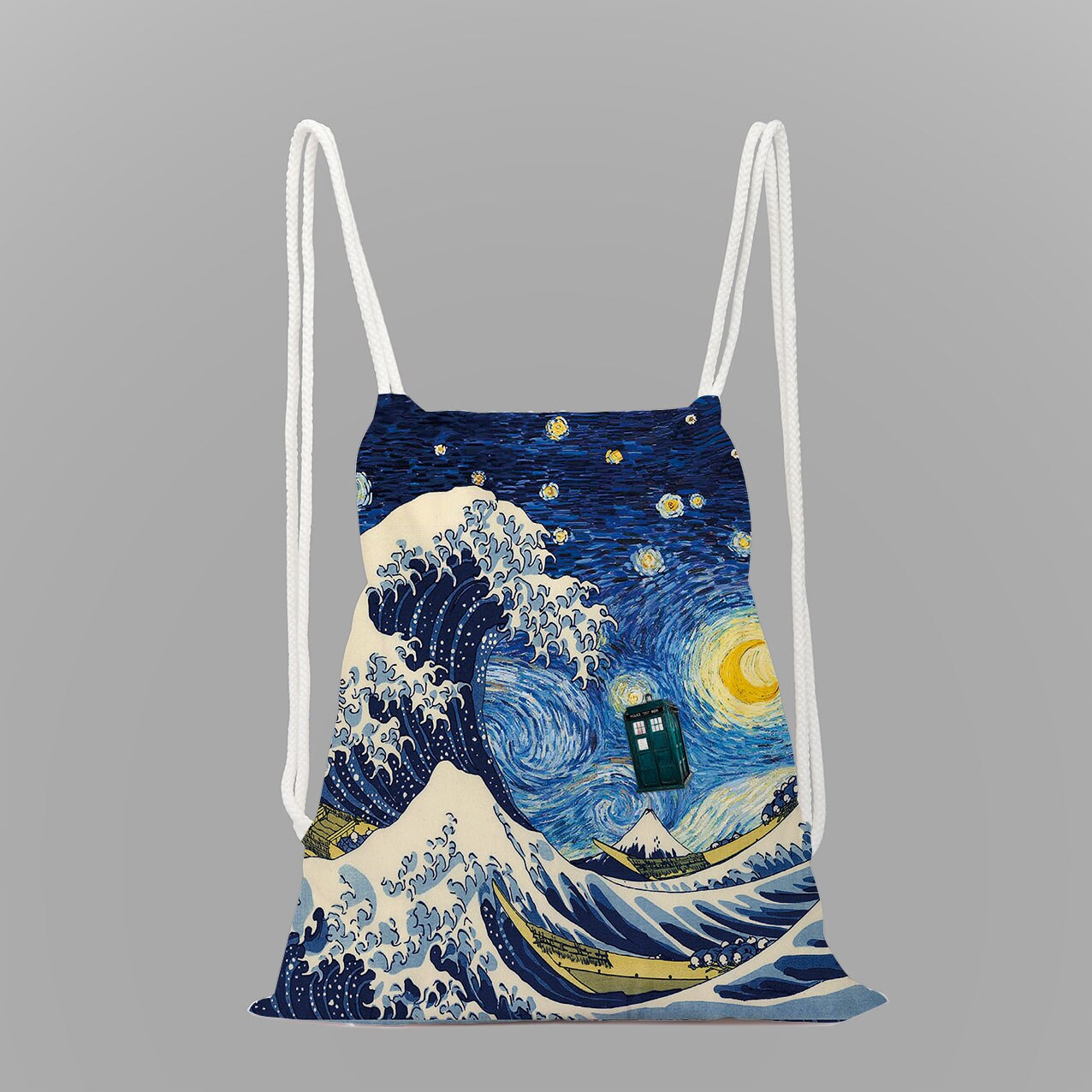 Kanagawa surf print school backpack girls drawstri... – Vicedeal