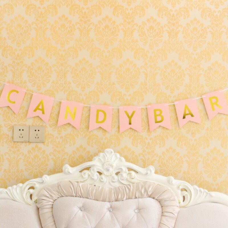 3M bunting party decoration pink candy bar golden ... – Vicedeal