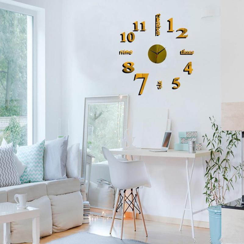 Modern Large Wall Clock 3D Acrylic Mirror Sticker ... – Vicedeal